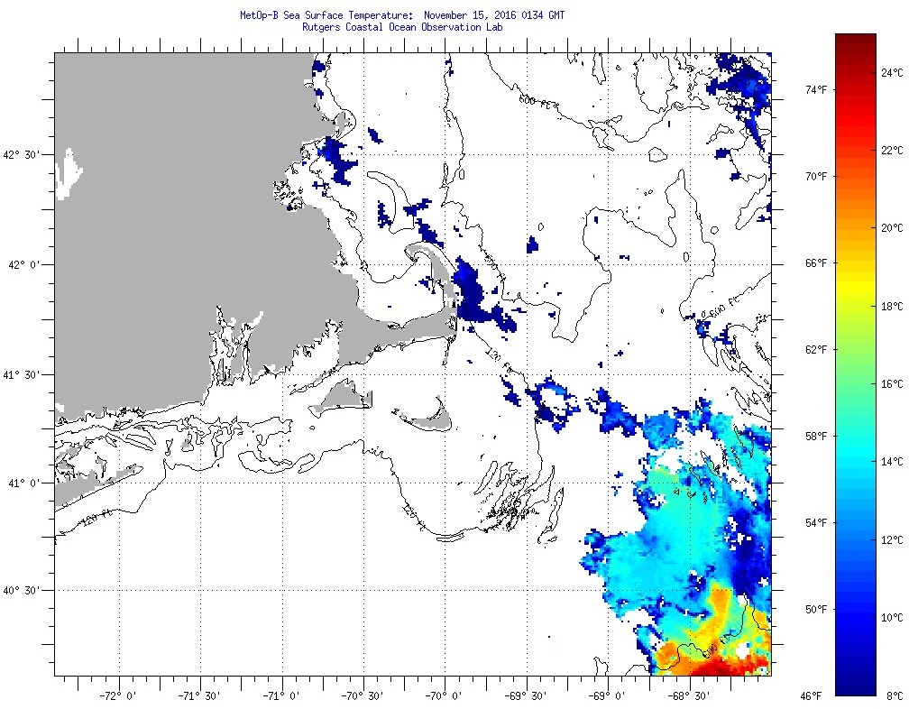 Cape Cod Sea Surface Temperatures Tuesday, November 15, 2016 1:34:00 AM GMT